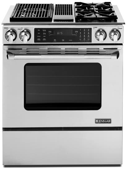 Jenn Air JDS9865BDP 30" Pro-Style Stainless Slide-In Dual Fuel Range ...