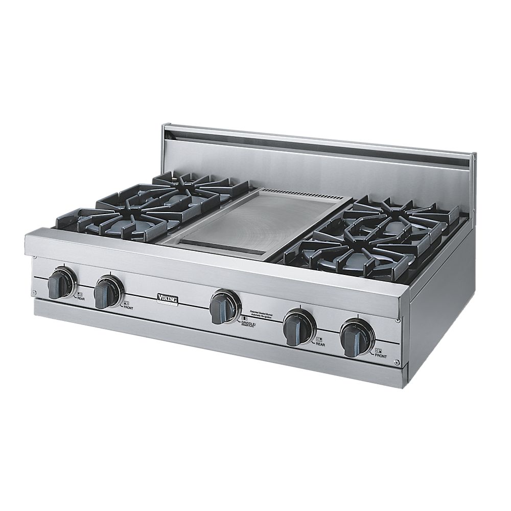 Viking VGRT3604GSS 36 Inch Pro-Style Gas Rangetop with 4 Open Burners ...