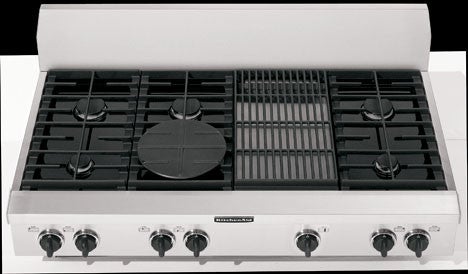 KitchenAid KGCP482KSS 48" Sealed Burner Commercial-Style Gas Cooktop ...