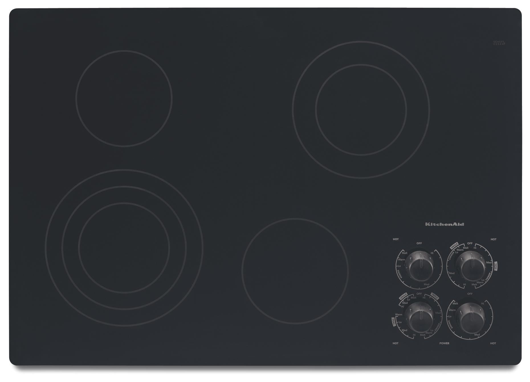 KitchenAid KECC507RBL 30" Smoothtop Electric Cooktop with 4 Elements ...