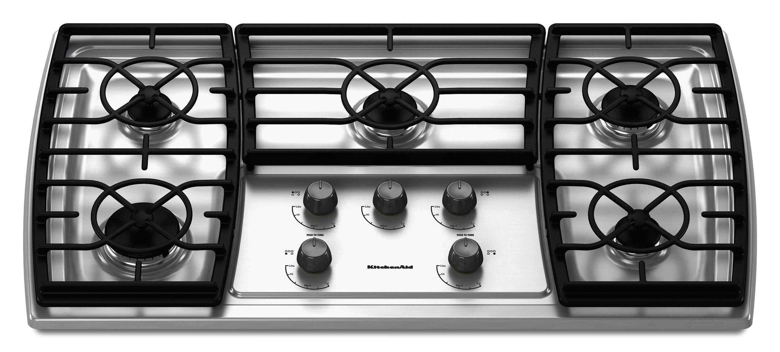 KitchenAid KGCK366VSS 36" Gas Cooktop with 5 Sealed Burners, Electronic ...