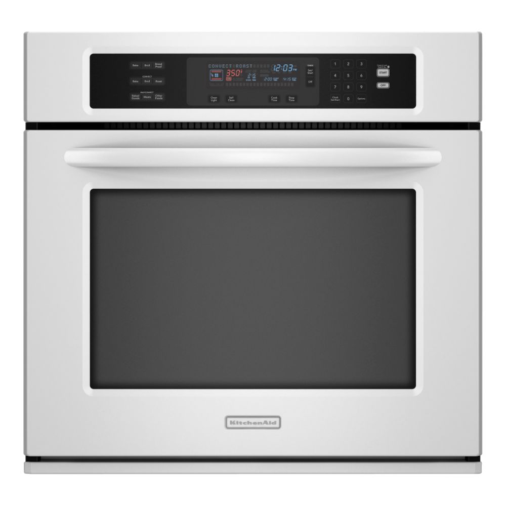 KitchenAid KEBK101SWH 30" Single Electric Thermal Wall Oven with ...