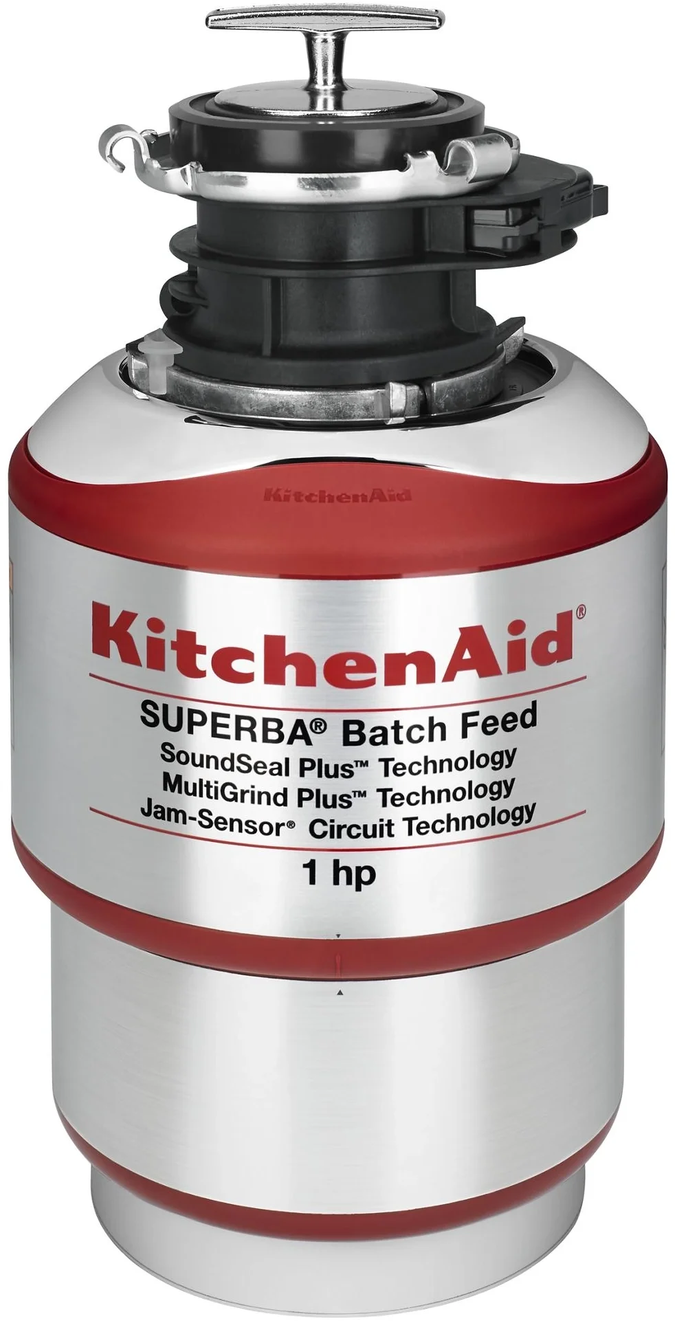 KitchenAid KBDS100T 1-Horsepower Batch Feed Food Waste Disposer: Red ...
