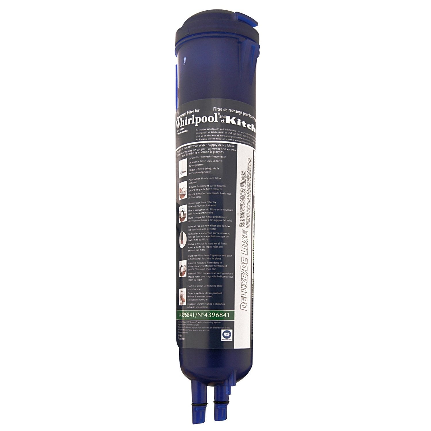 Whirlpool 4396841 Refrigerator Water Filter - Fast-Fill Push-Button Non ...