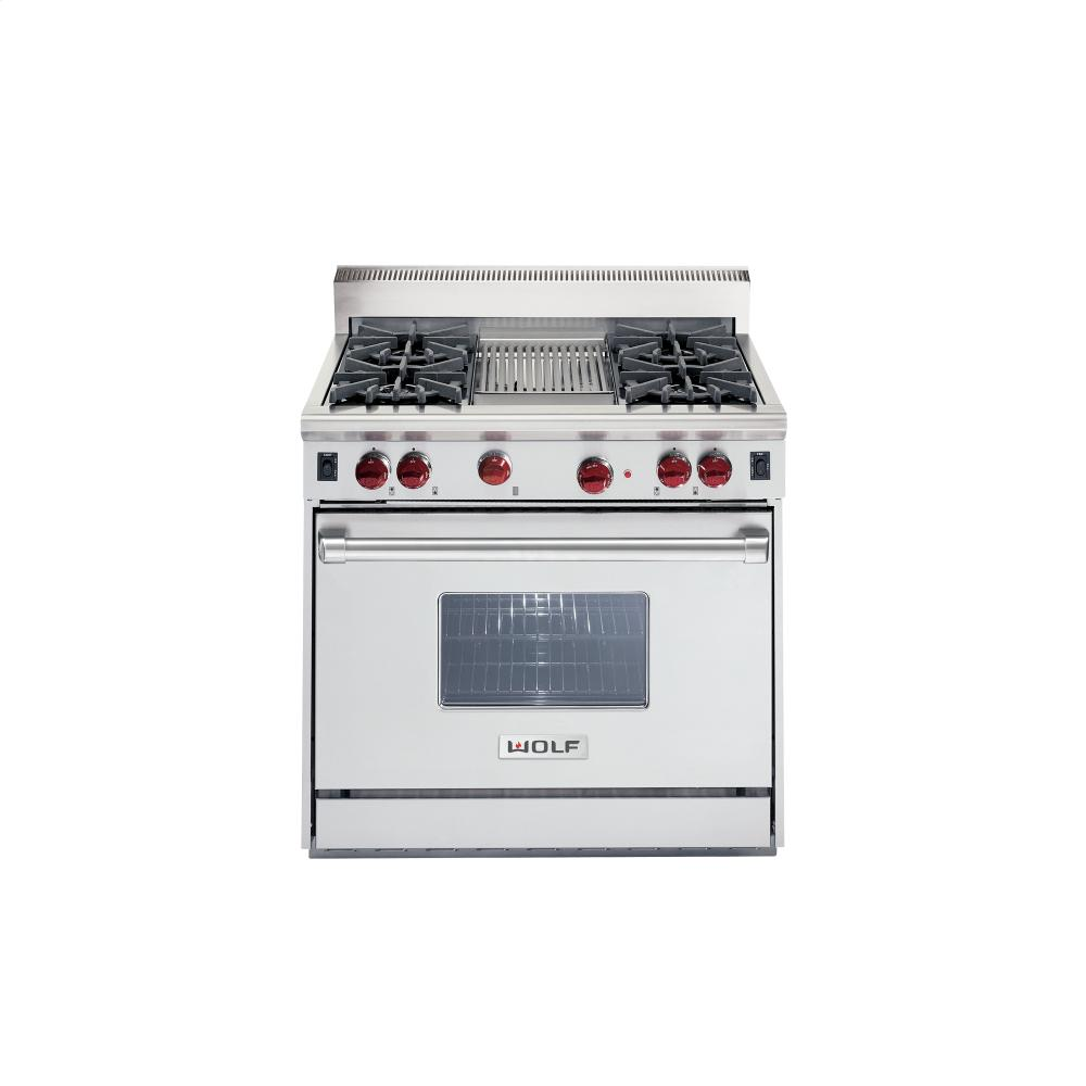 Wolf R364C 36" Pro-Style Gas Range | Plesser's Appliances