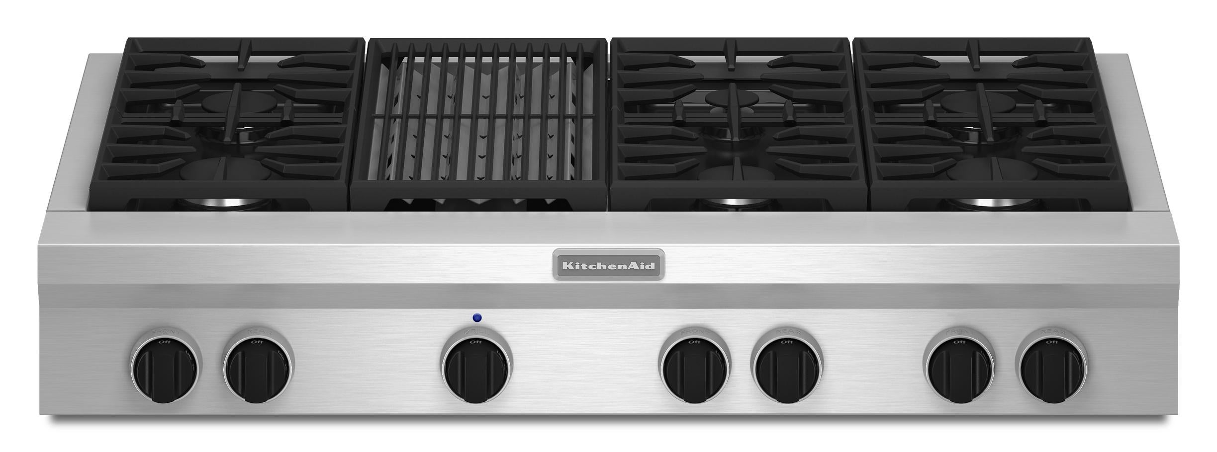 KitchenAid KGCU482VSS 48 Inch Commercial Style Gas Rangetop with 6 ...