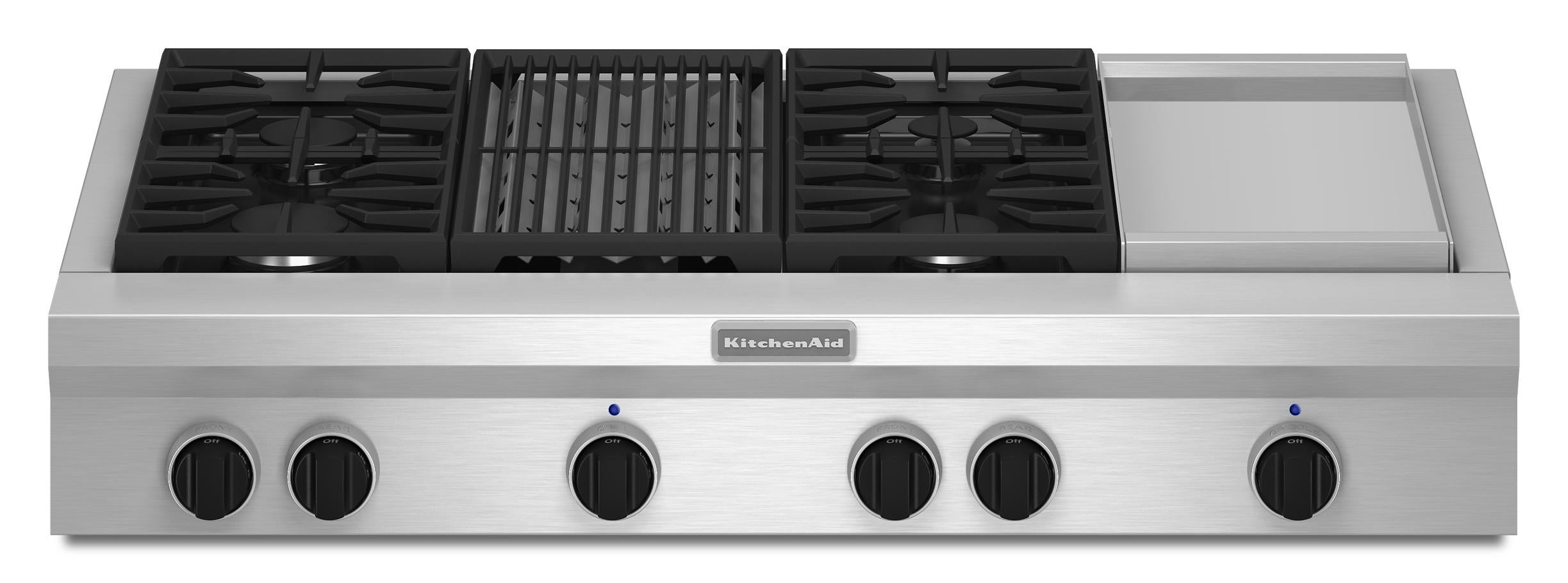 KitchenAid KGCU484VSS 48-inch 4 Burner Gas Rangetop, Commercial-style ...