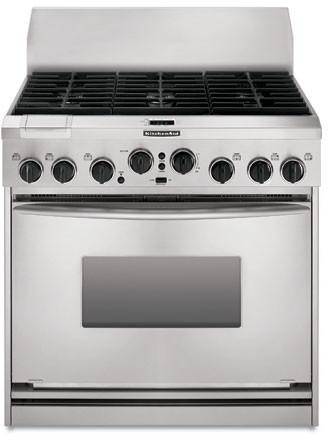 KitchenAid KDRP767RSS 36" Pro-Style Dual Fuel Range with 4-15,000 & 2 ...
