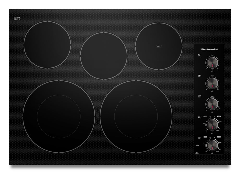KitchenAid KECC605BBL 30" Smoothtop Electric Cooktop with 5 Radiant ...