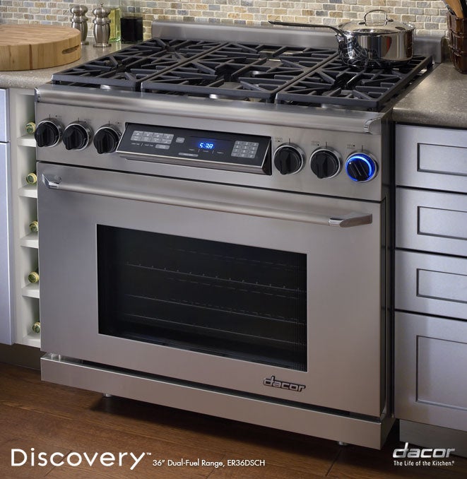 Dacor ER36DCSCHLP 36 Inch Epicure Dual Fuel Slide In Ranges: Liquid ...