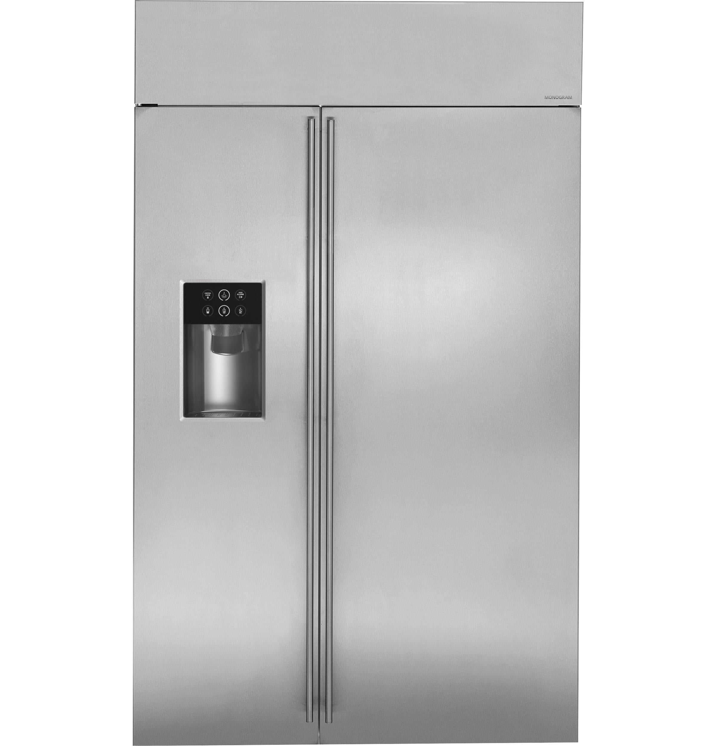 Monogram ZISS480DKSS 28.8 Cu. Ft. Smart Built In Side by Side Refrigerator Stainless Steel Plesser s Appliances