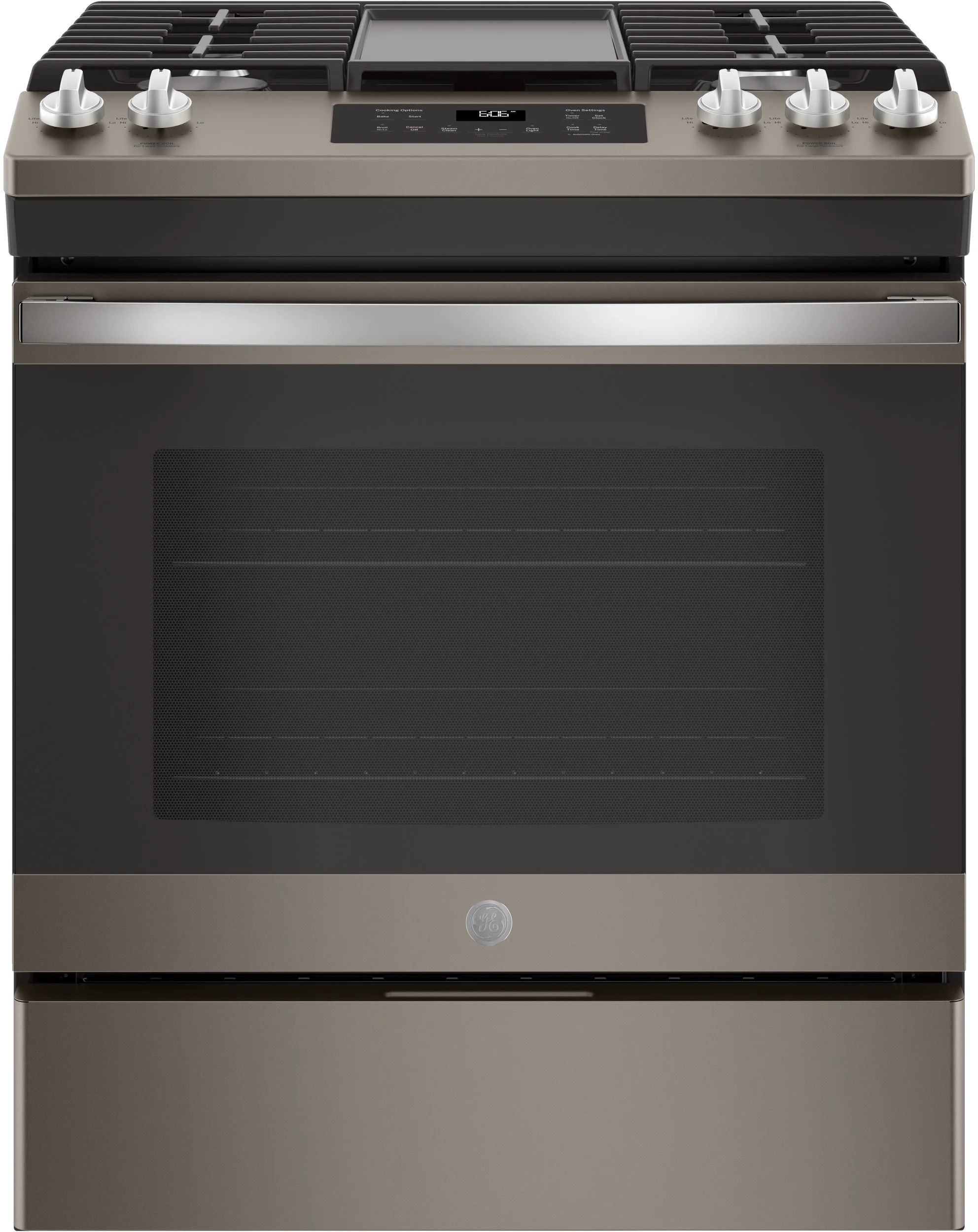 GE JGSS66EELES 30 Inch Slide-In Gas Range Slate | Plesser's Appliances