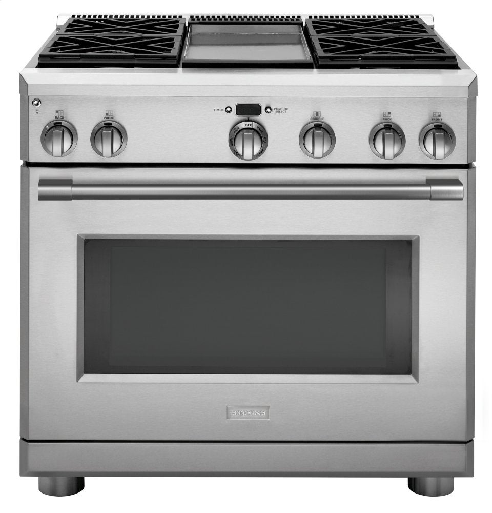 Monogram ZGP364LDNSS 36 Inch Pro-Style Freestanding Gas Range with ...