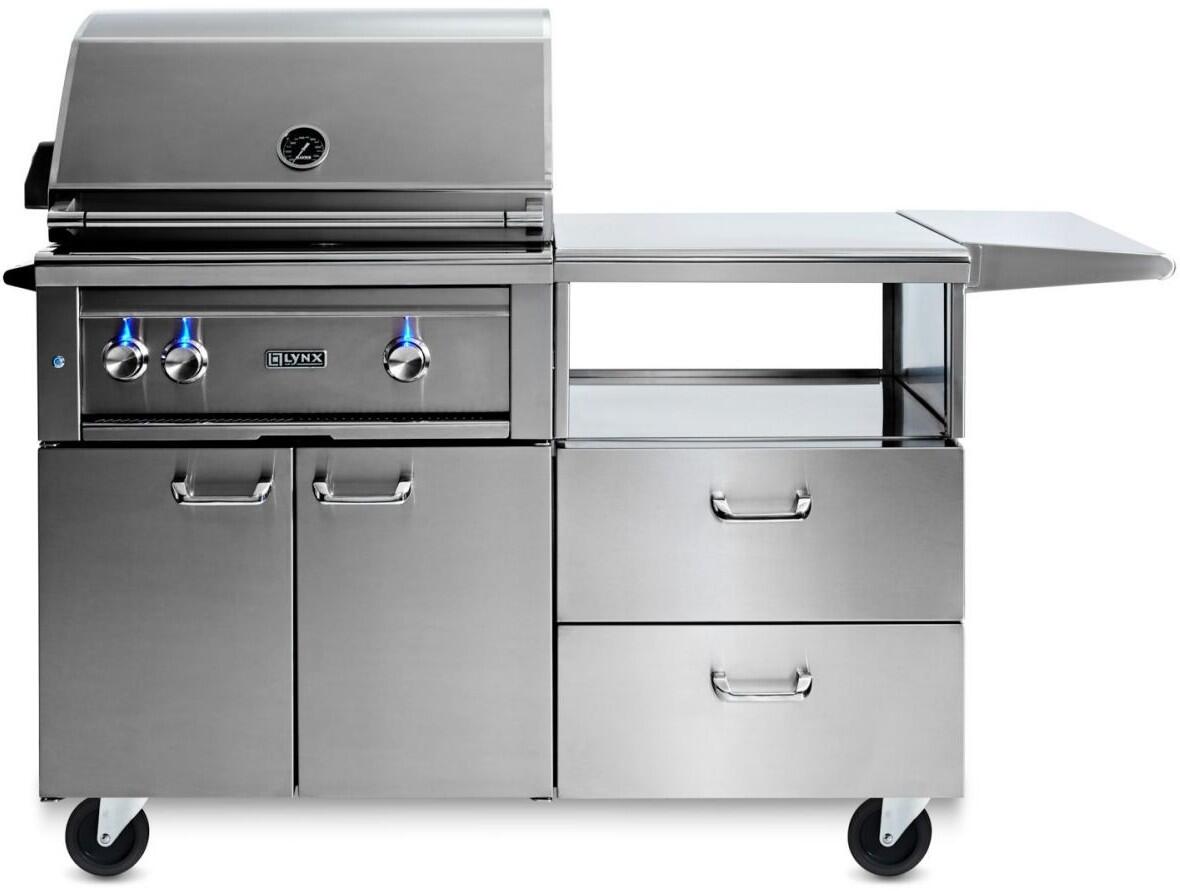 Lynx L30R3MNG 30 Inch Freestanding Mobile Kitchen Gas Grill Stainless ...