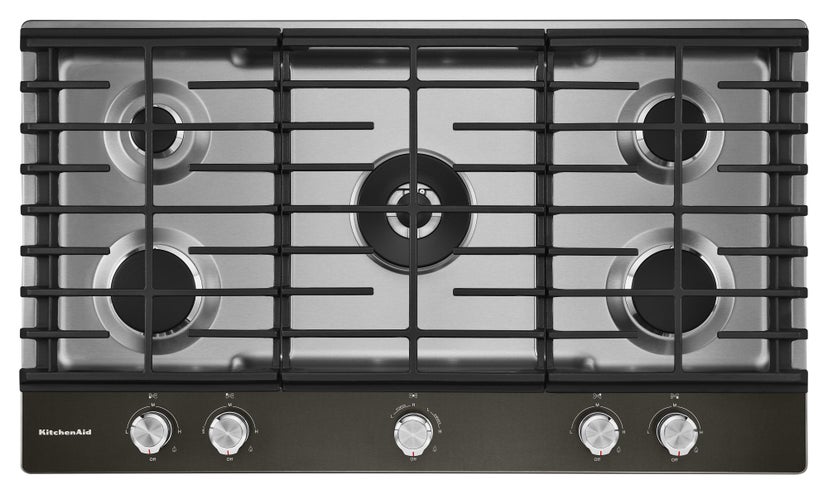 KitchenAid KCGS556EBS 36 Inch Gas Cooktop with 5 Sealed Burners ...