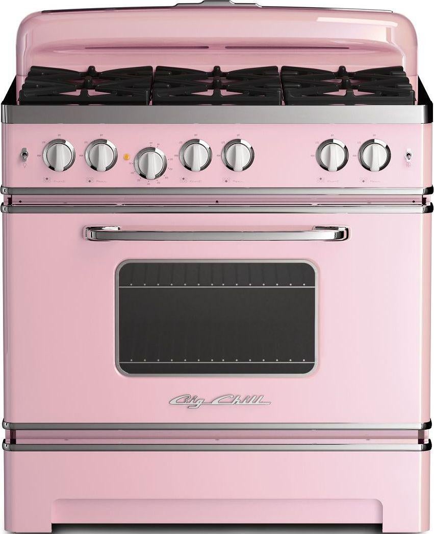 Big Chill BCR36PLNG 36 Inch Retro Freestanding Gas Range Pink Lemonade ...