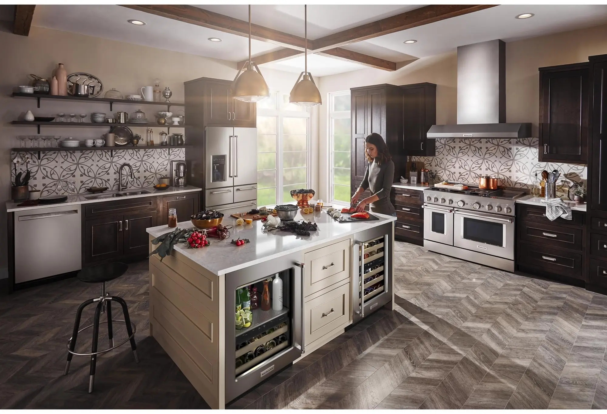 KitchenAid KUWR214KSB 24 Inch, 4.97 Cu. Ft. Undercounter Glass Door ...