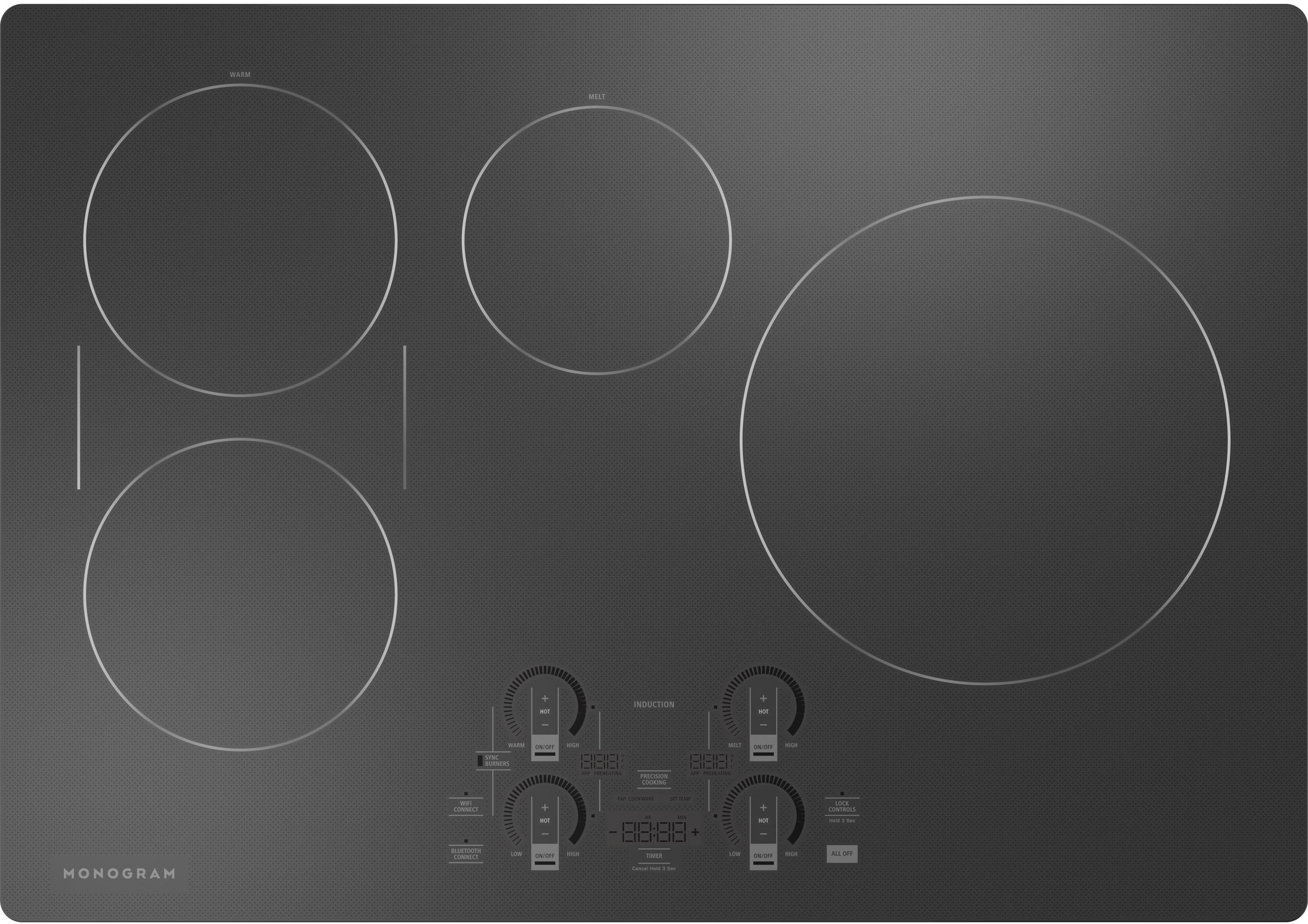 Monogram ZHU30RDTBB 30" Induction Cooktop: Black Graphite Glass Black ...