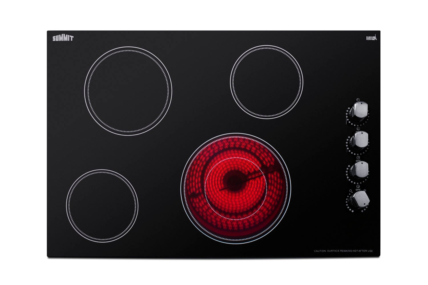 Summit CR4B30MB Electric Cooktop with 4-Radiant Elements, EuroKera ...