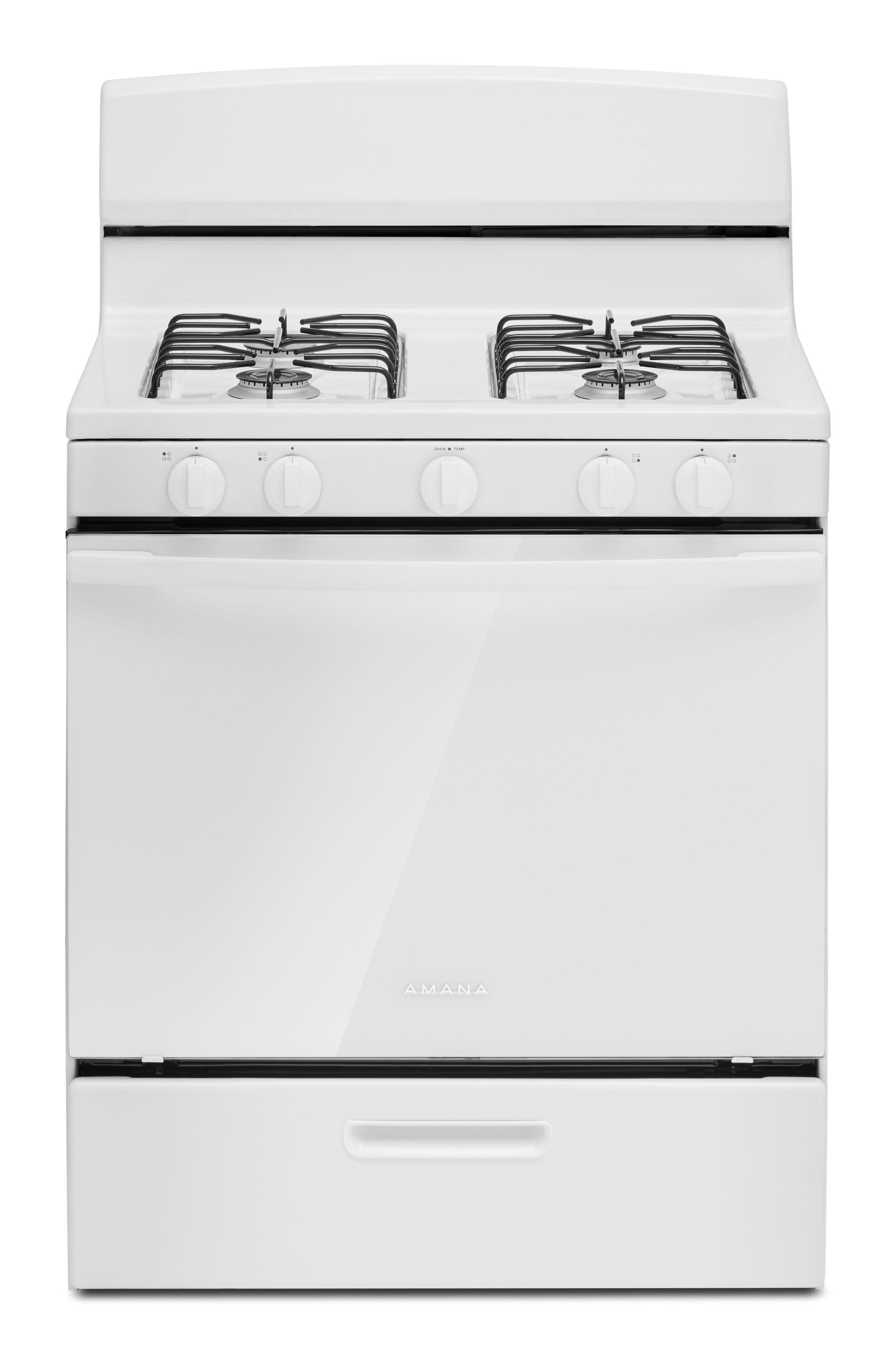 Amana AGR4203MNW 30-inch Gas Range with Easy-Clean Glass Door: White ...