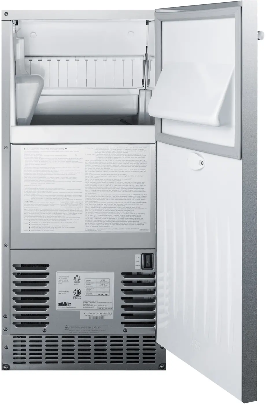 Summit BIM68OSGDR 15 Inch Clear Outdoor/Indoor Ice Maker Stainless ...
