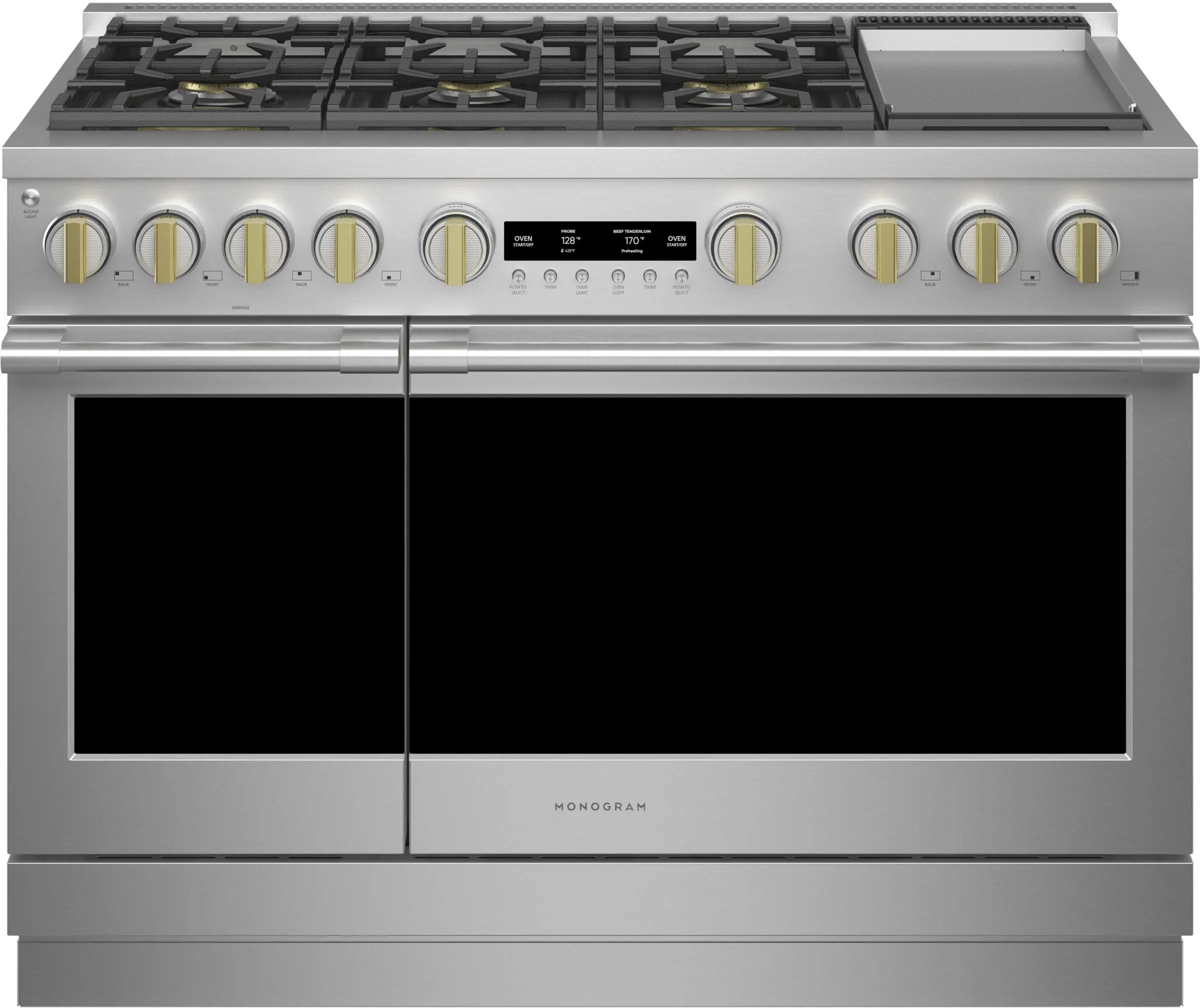 Monogram ZGP486NDTSS 48 Inch Freestanding Professional Gas Smart Range ...