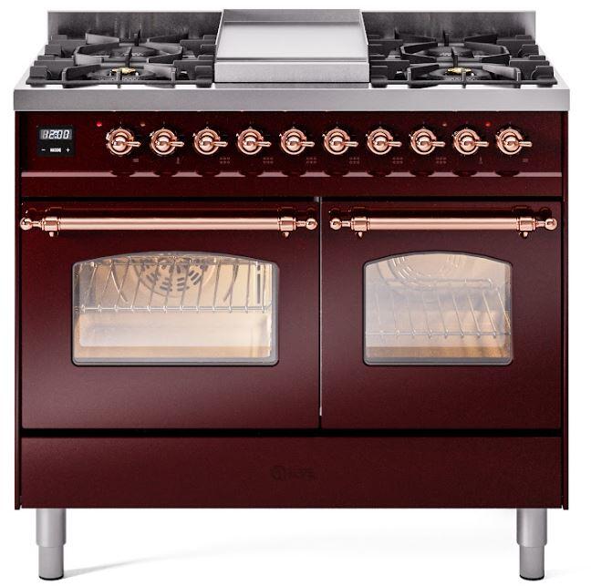 Ilve UPD40FNMPBUP 40 inch Dual Fuel Range Gas Burner Top and Electric ...