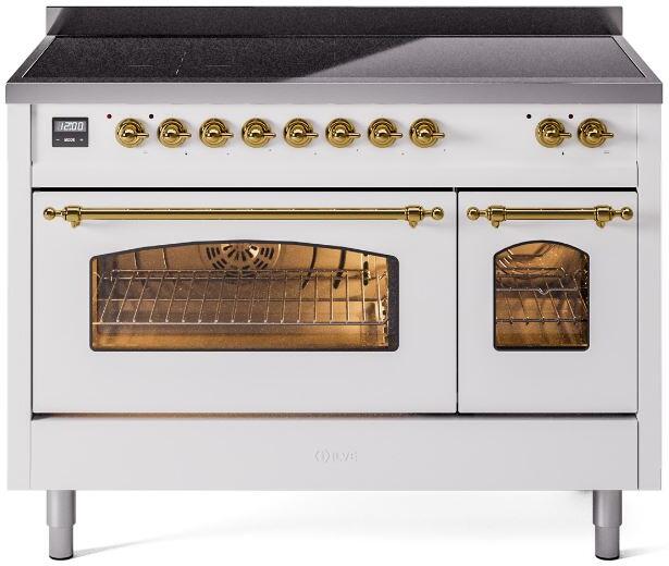 Ilve UPI486NMPWHG 48 inch All Electric Range: White Brass | Plesser's ...