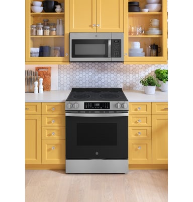 GE GRS600AVFS 30 Inch Slide-In Electric Smart Range with 5 Smoothtop ...