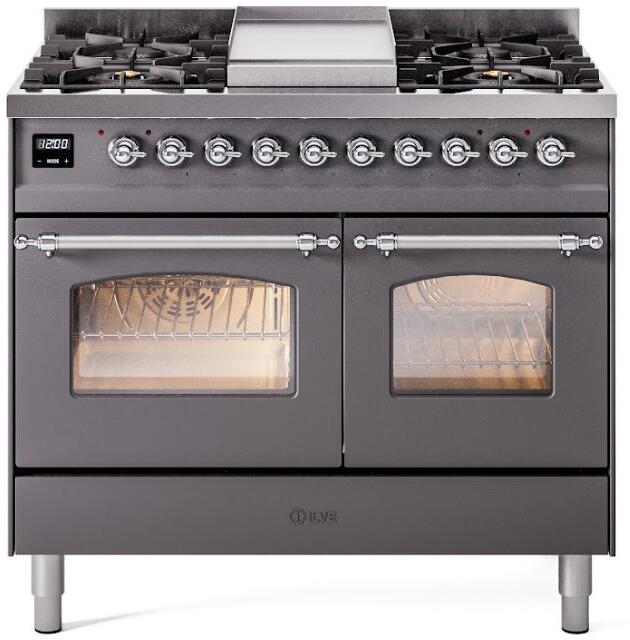 Ilve UPD40FNMPMGCLP 40 inch Dual Fuel Range Gas Burner Top and Electric ...