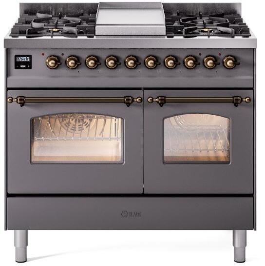 Ilve UPD40FNMPMGBLP 40 inch Dual Fuel Range Gas Burner Top and Electric ...