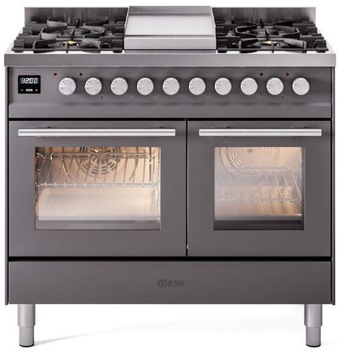 Ilve UPD40FWMPMGLP 40 inch Dual Fuel Range Gas Burner Top and Electric ...