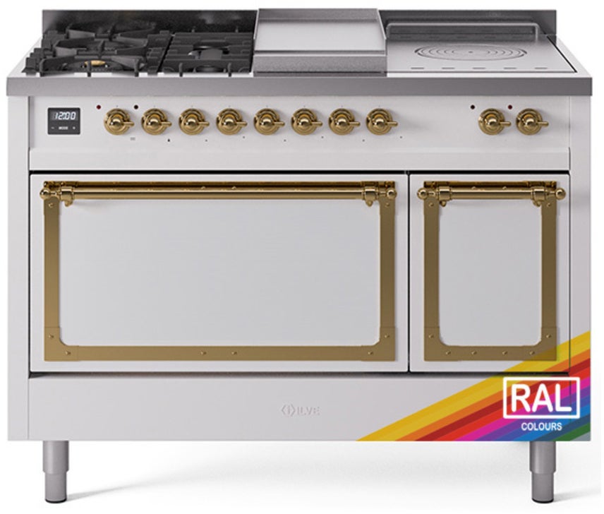 Ilve UN48FSQNMPRAG Nostalgie II Noblesse 48 Inch Dual Fuel Range With 5 ...