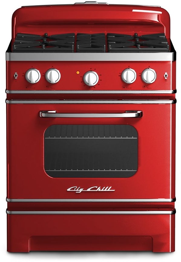 Big Chill BCR30CARLP 30 Inch Retro Gas Range: Carmine Red, Liquid ...